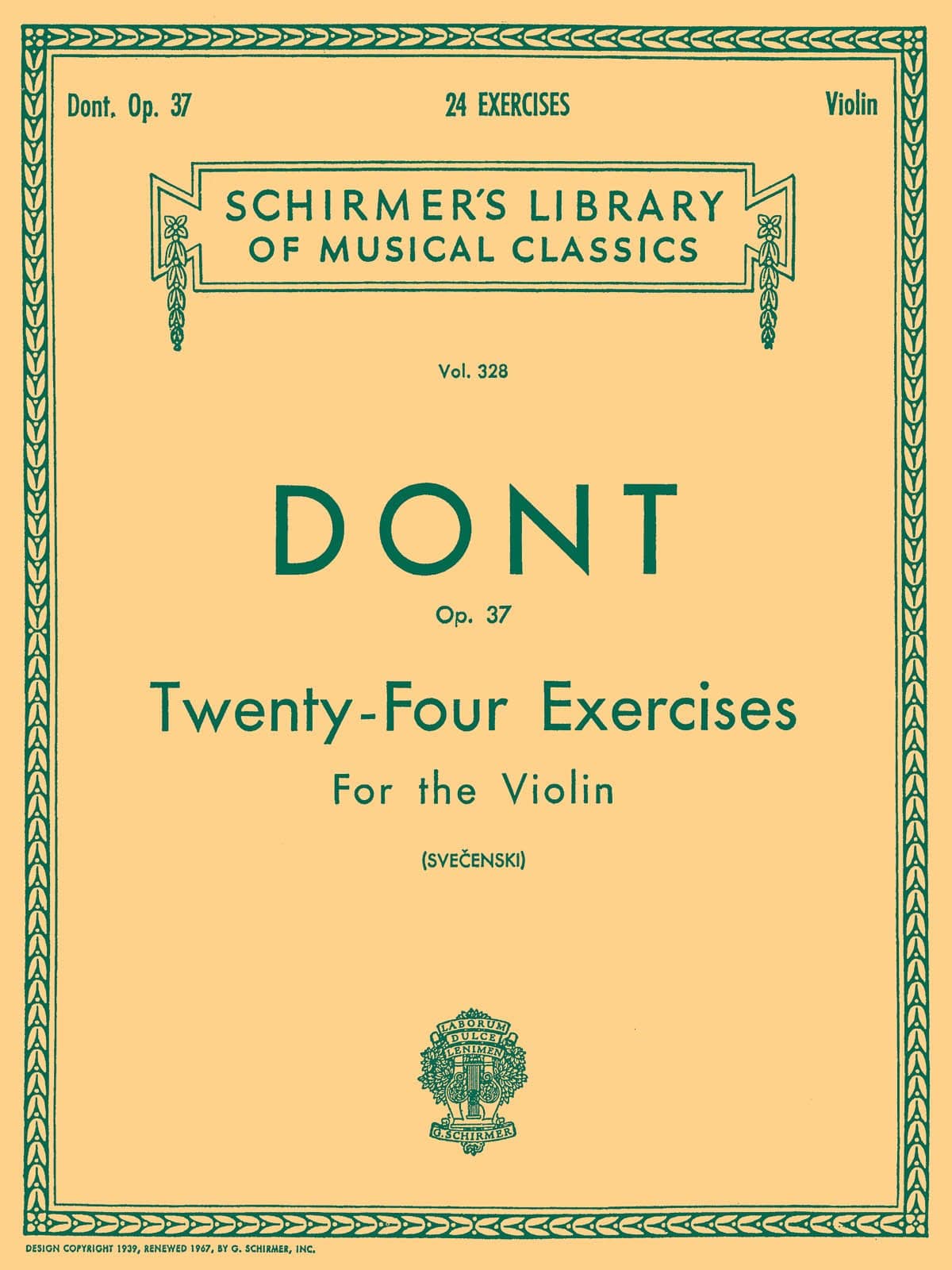 24 Exercises, Op 37 Schirmer Library of Classics Volume 328 Violin Met